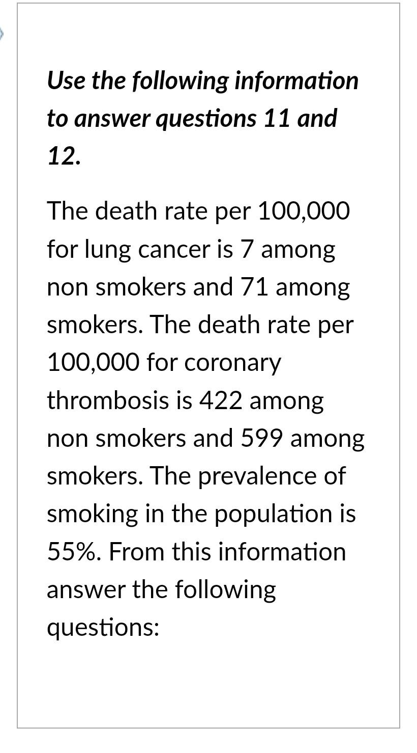 Solved Use the following information to answer questions 11 | Chegg.com