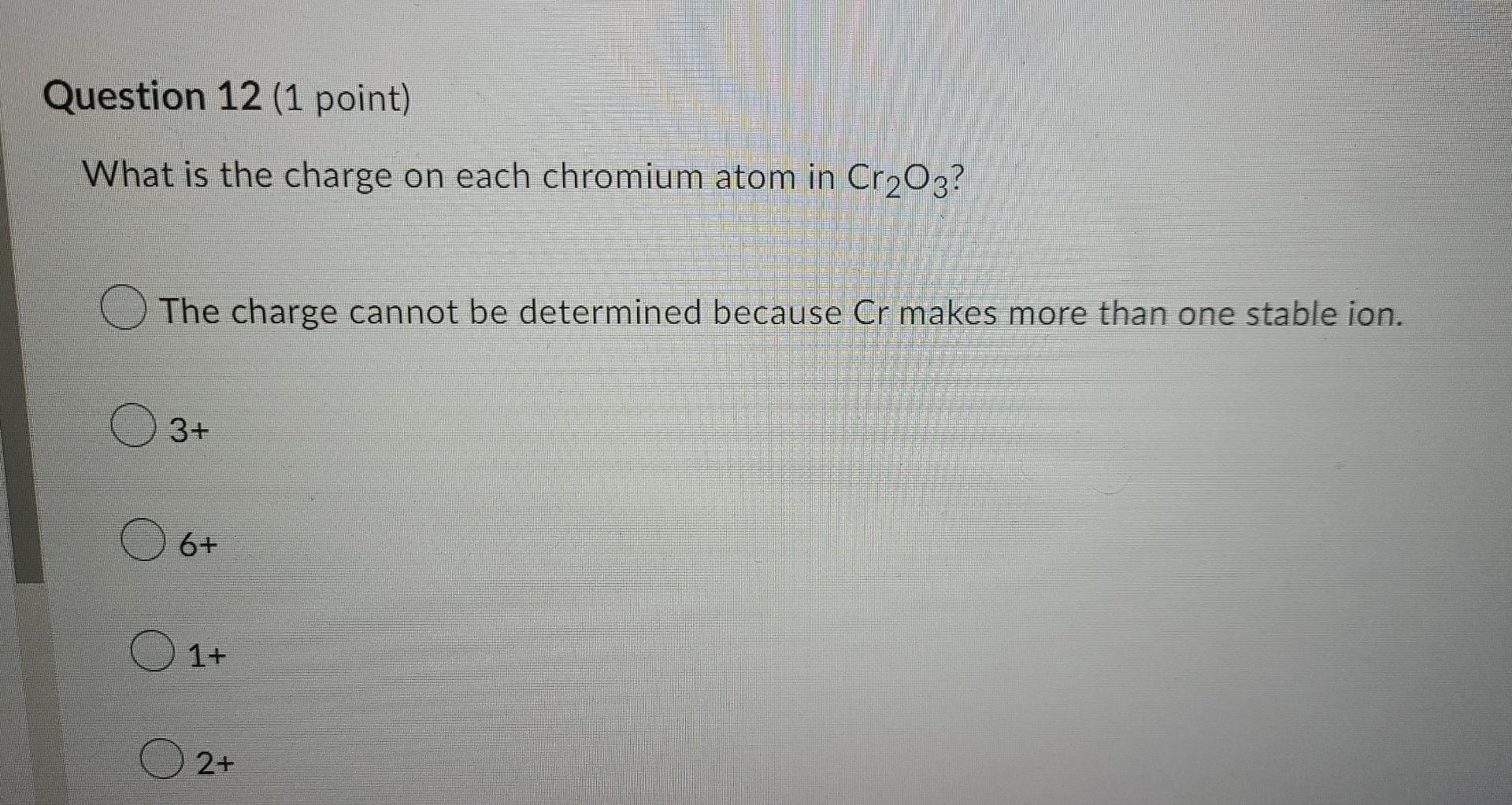 Solved Question 12 (1 point) What is the charge on each | Chegg.com