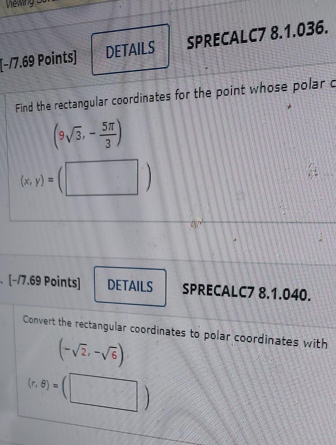 Solved 3 Find The Rectangular Coordinates For The Point Chegg