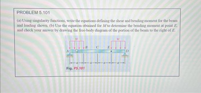 Solved (a) Using singularity functions, write the equations | Chegg.com