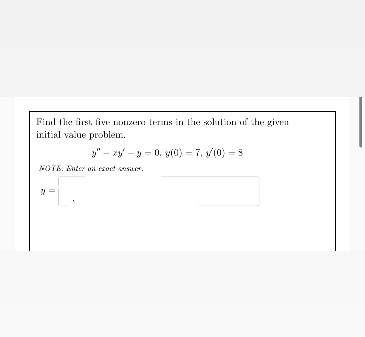 Solved Find the first five nonzero terms in the solution of | Chegg.com