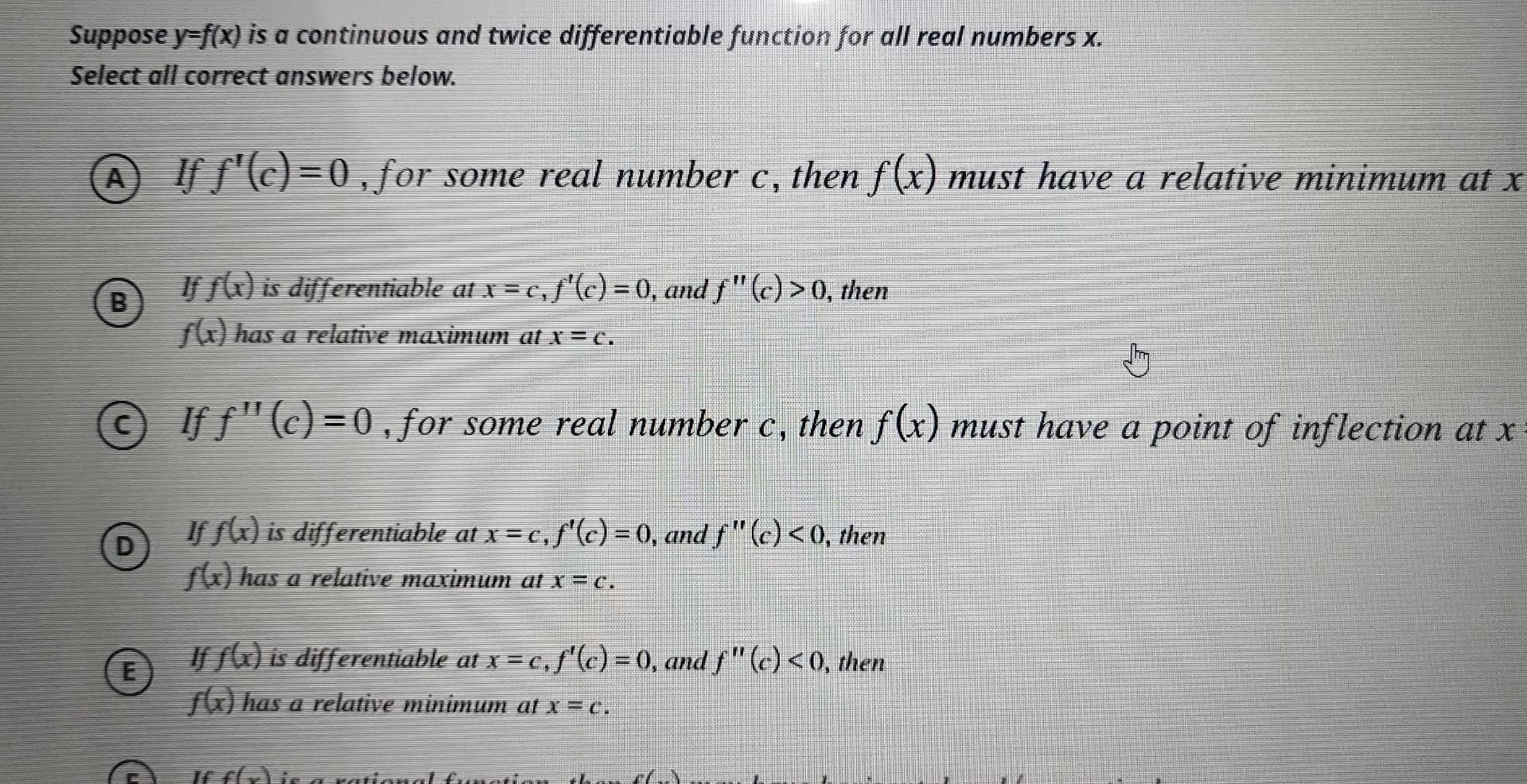 Solved Suppose y=f(x) is a continuous and twice | Chegg.com