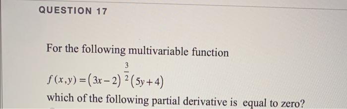 Solved For the following multivariable function | Chegg.com