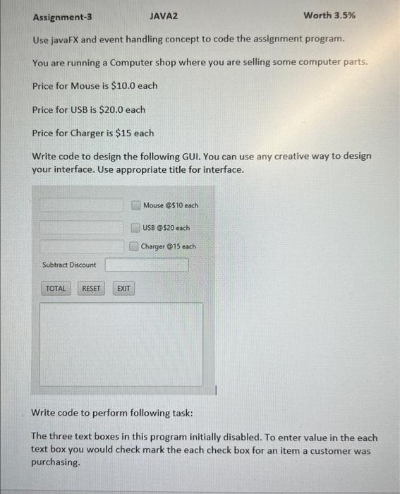Solved Use javaFX and event handling concept to code the | Chegg.com