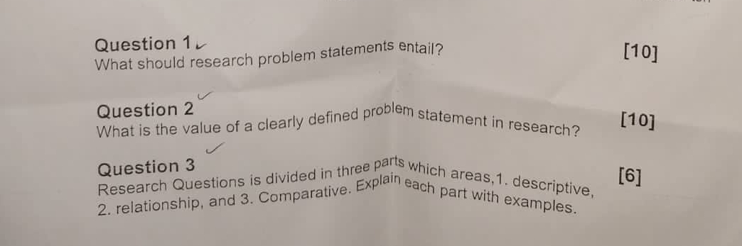 Solved Question 1∼What should research problem statements | Chegg.com