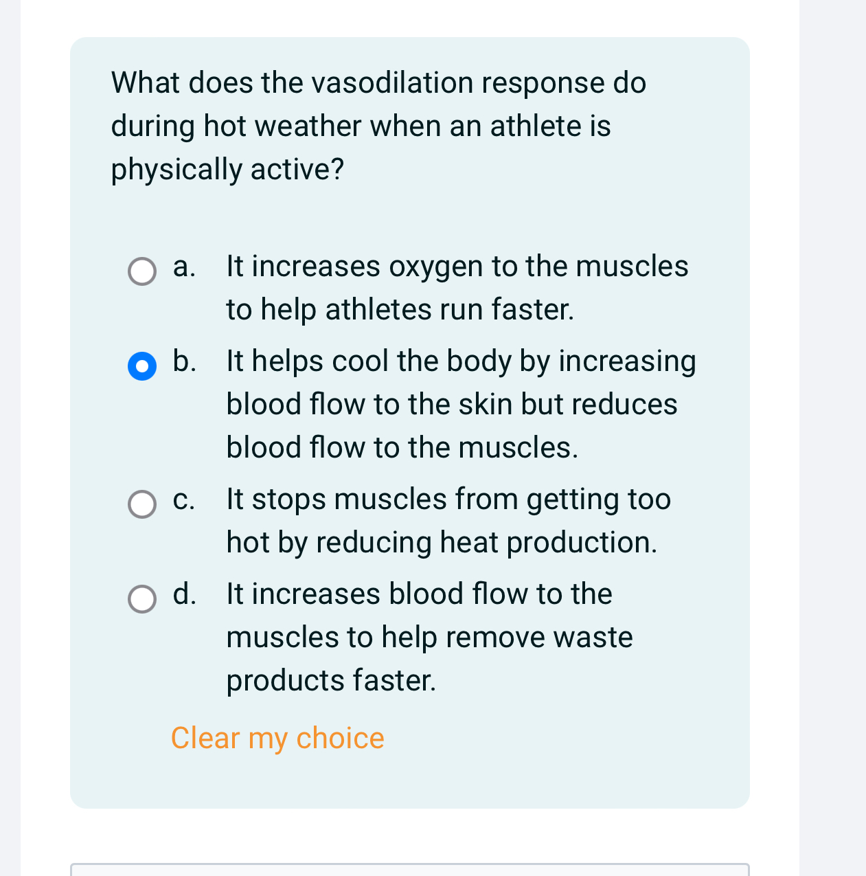 Solved What does the vasodilation response do during hot | Chegg.com