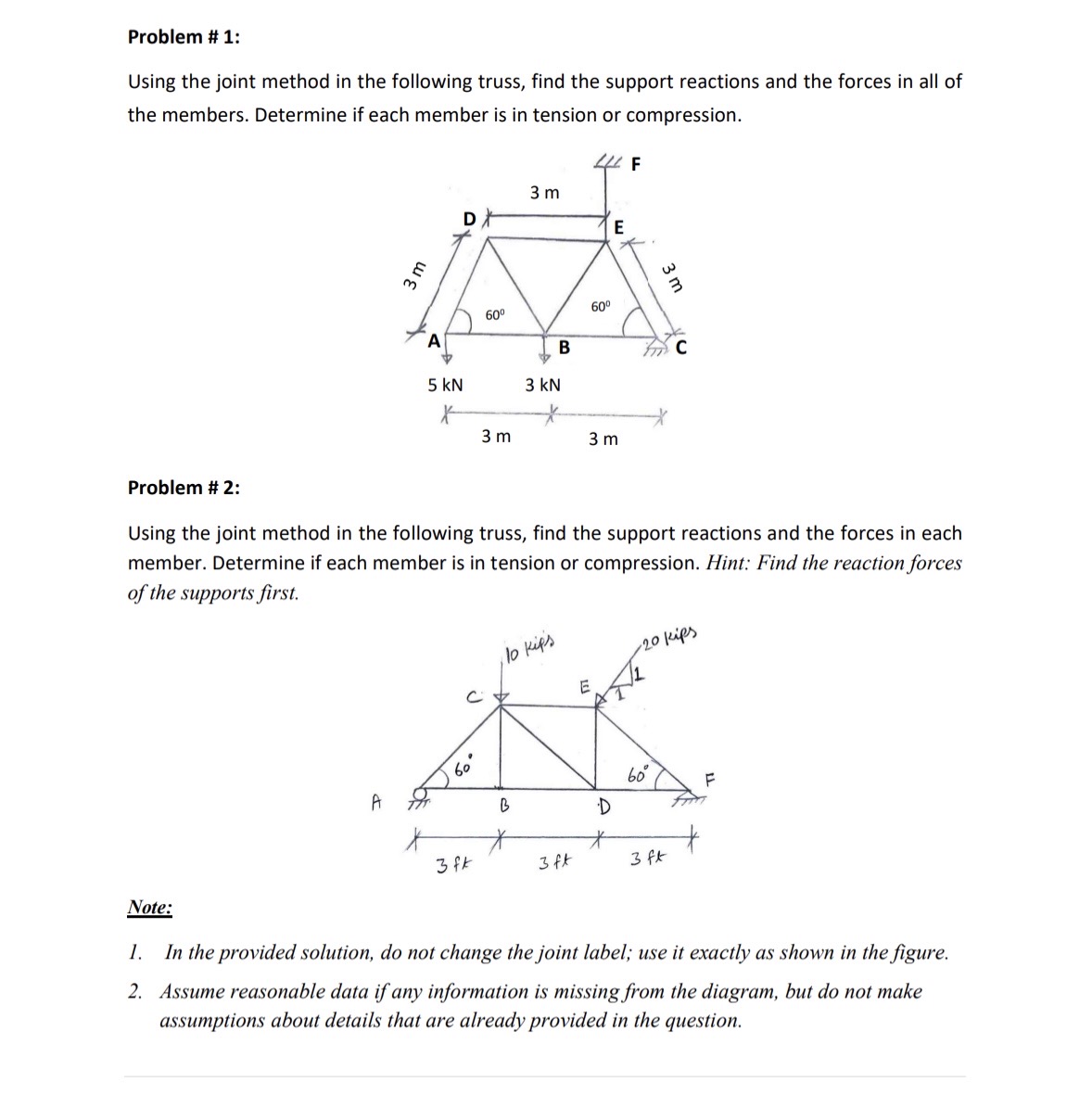 Problem \# 1: Using the joint method in the following | Chegg.com