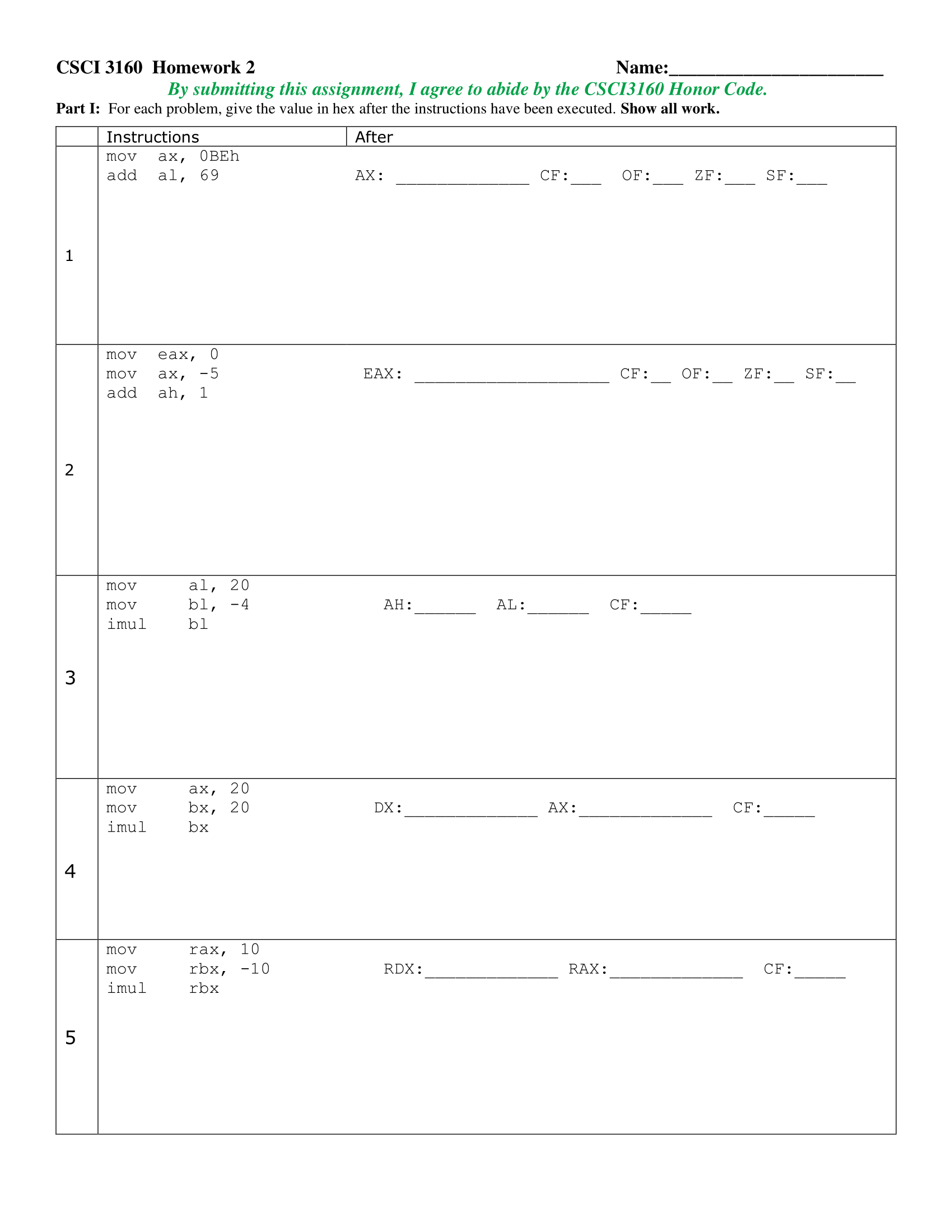 Solved Answer Questions by hand: Part I: For each problem, | Chegg.com