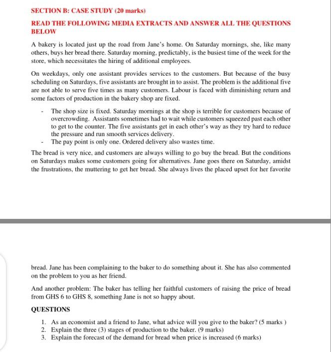 Solved SECTION B: CASE STUDY (20 marks) READ THE FOLLOWING | Chegg.com