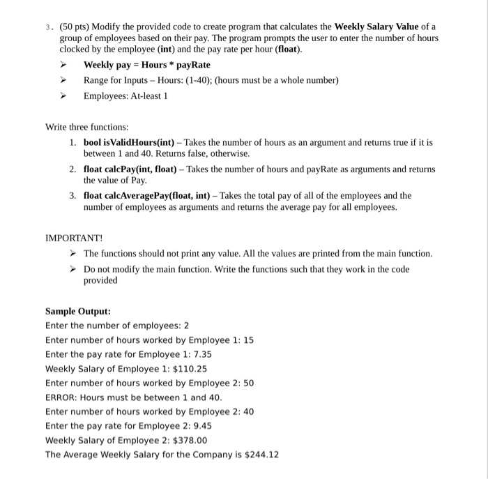 Solved 3 50 Pts Modify The Provided Code To Create 