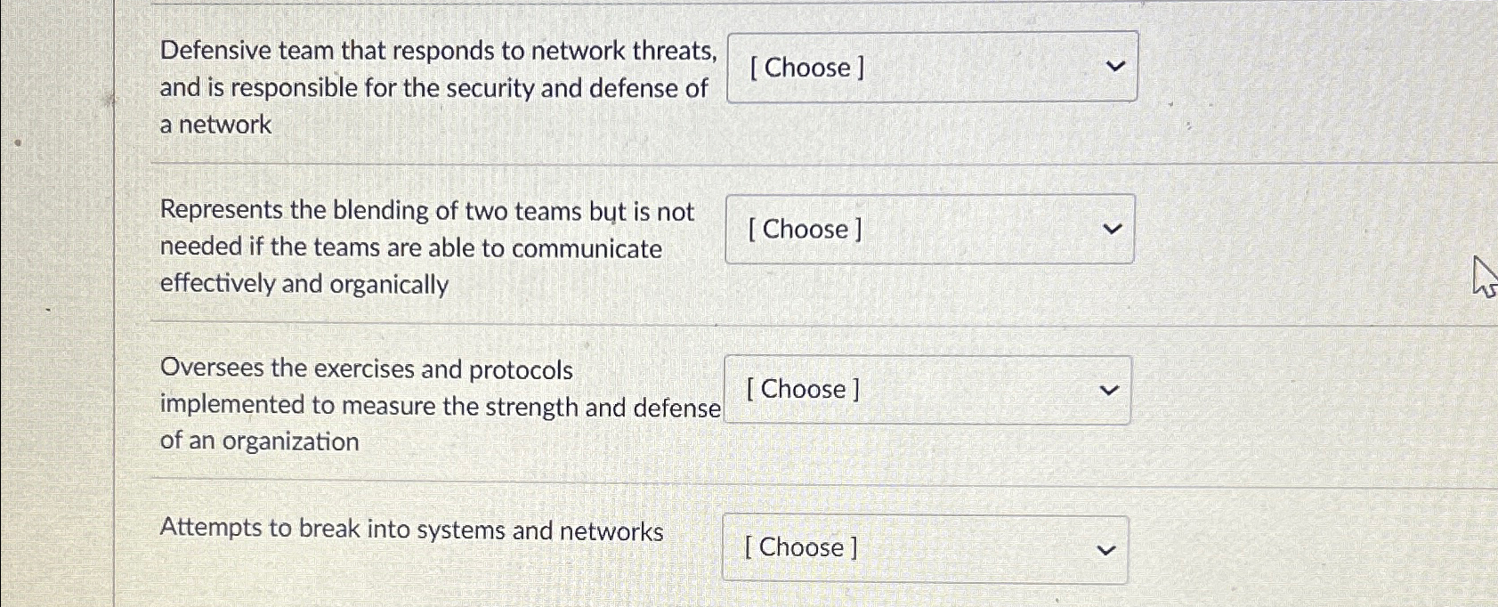 Solved Defensive team that responds to network threats, and | Chegg.com