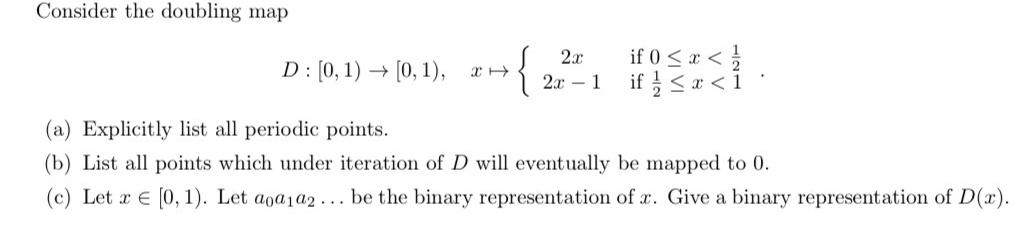 Solved Consider the doubling map]≤x