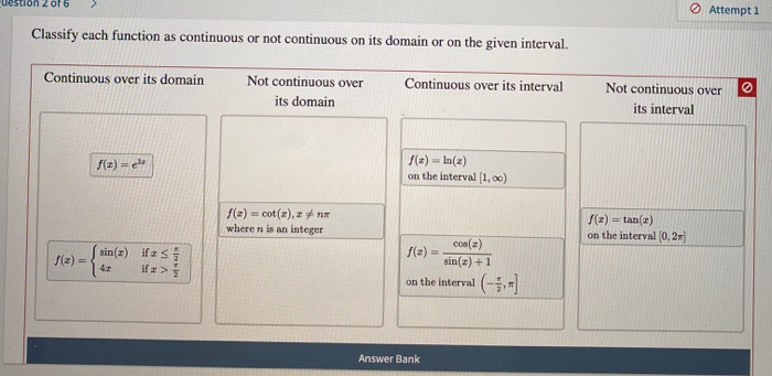 Solved Attempt 1 Stion ZOTÓ Classify each function as | Chegg.com