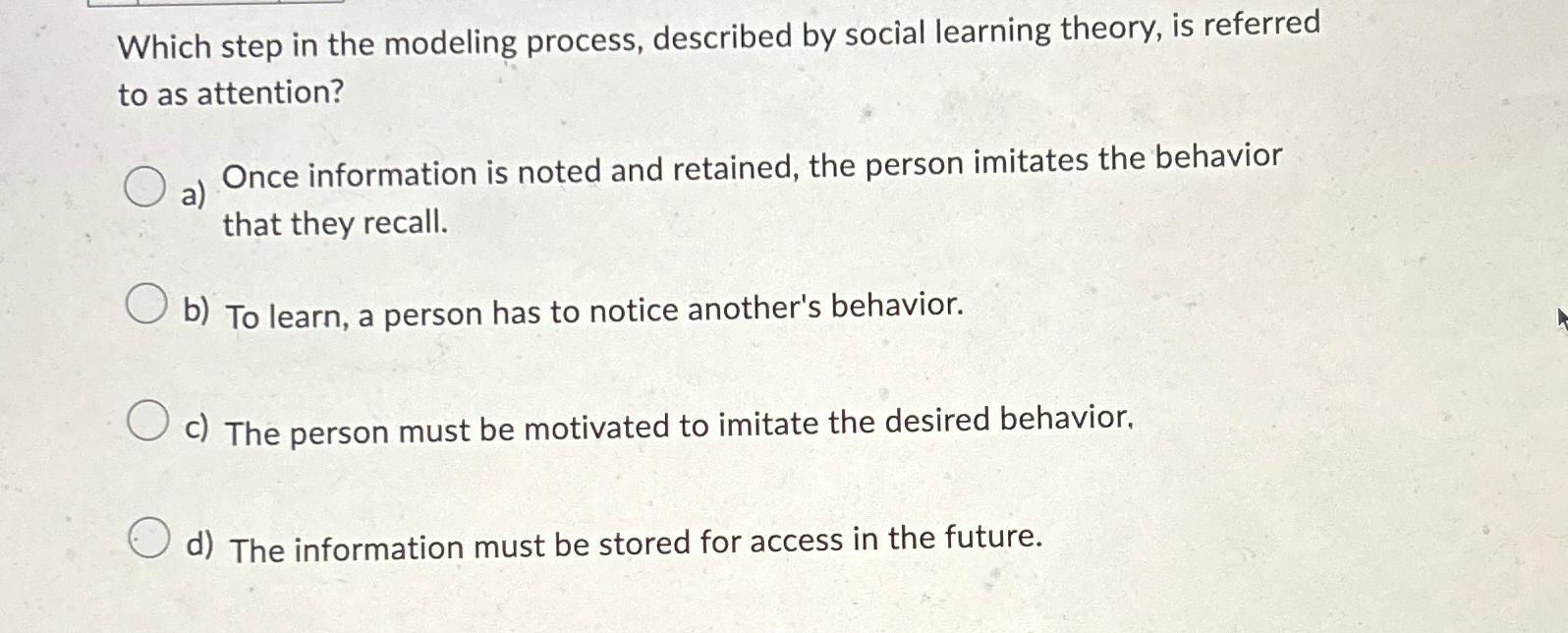 Solved Which step in the modeling process, described by | Chegg.com
