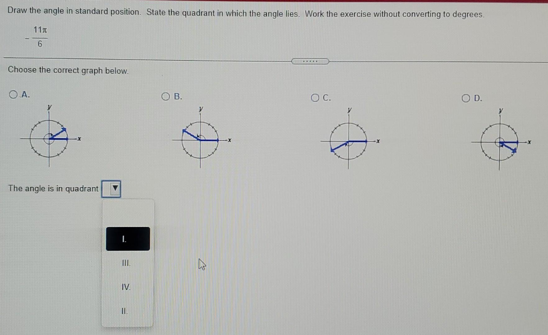 Solved Draw the angle in standard position. State the | Chegg.com