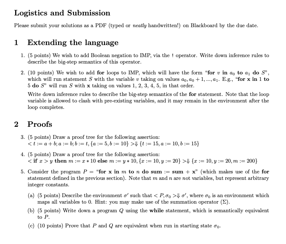 Solved IMP RulesThe following are the big-step semantic | Chegg.com