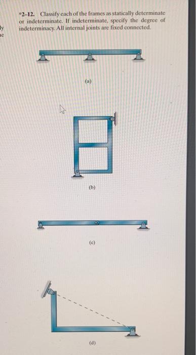 Solved 2-12. Classify each of the frames as statically | Chegg.com