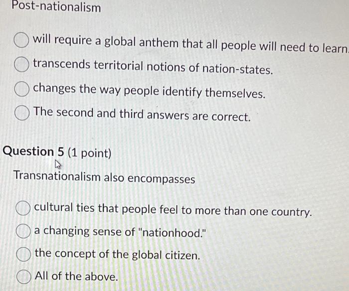 Post-nationalism will require a global anthem that | Chegg.com