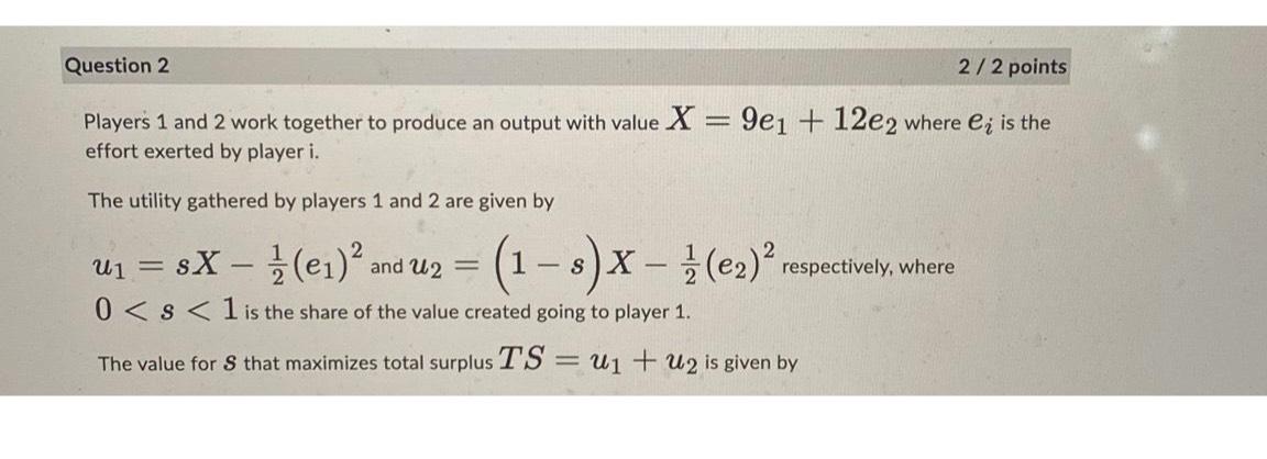Solved Question 222 ﻿pointsPlayers 1 ﻿and 2 ﻿work together | Chegg.com
