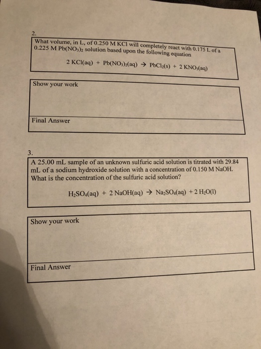 Solved Stoichiometry #2 At Home Practice • Show all work | Chegg.com