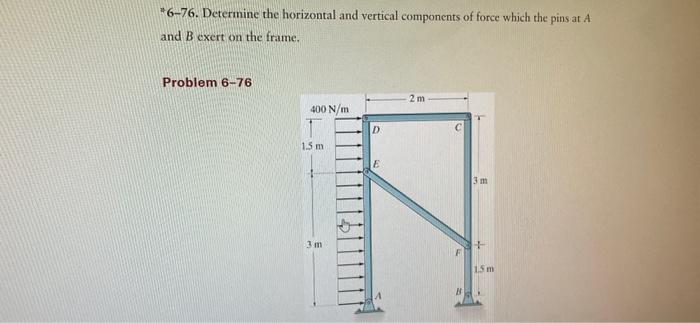 Solved *6-76. Determine the horizontal and vertical | Chegg.com