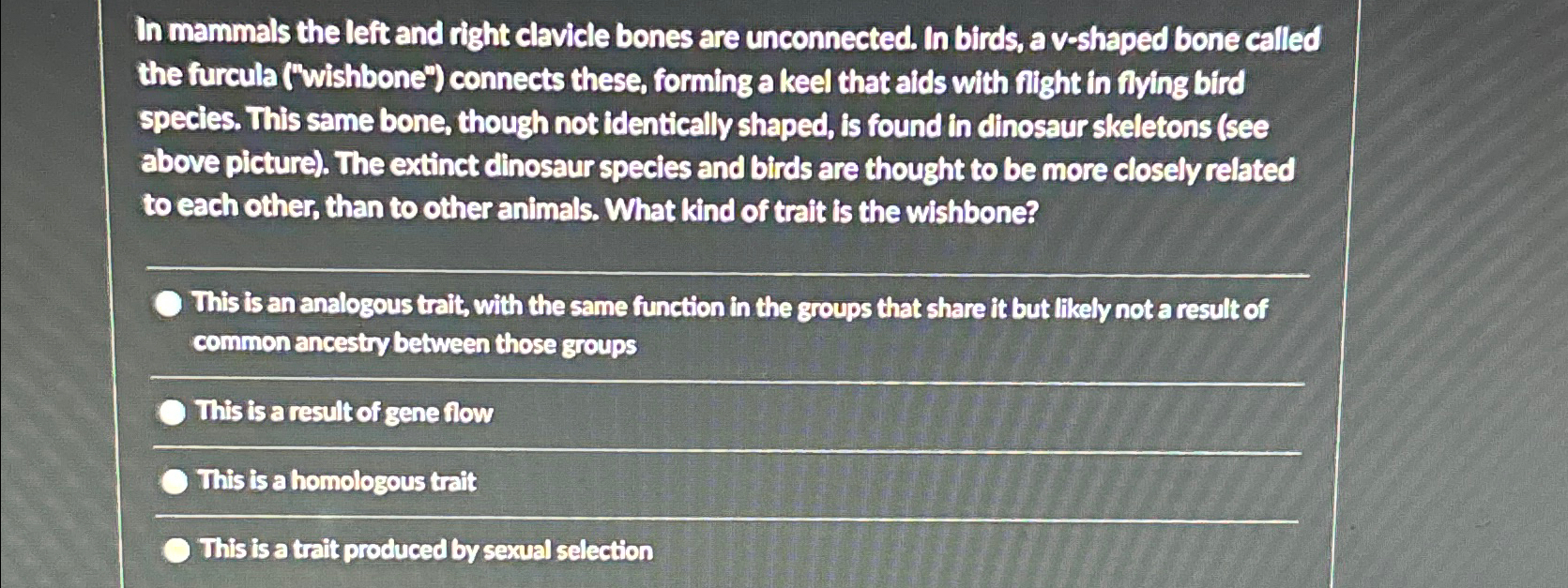 Solved In mammals the left and right clavicle bones are | Chegg.com