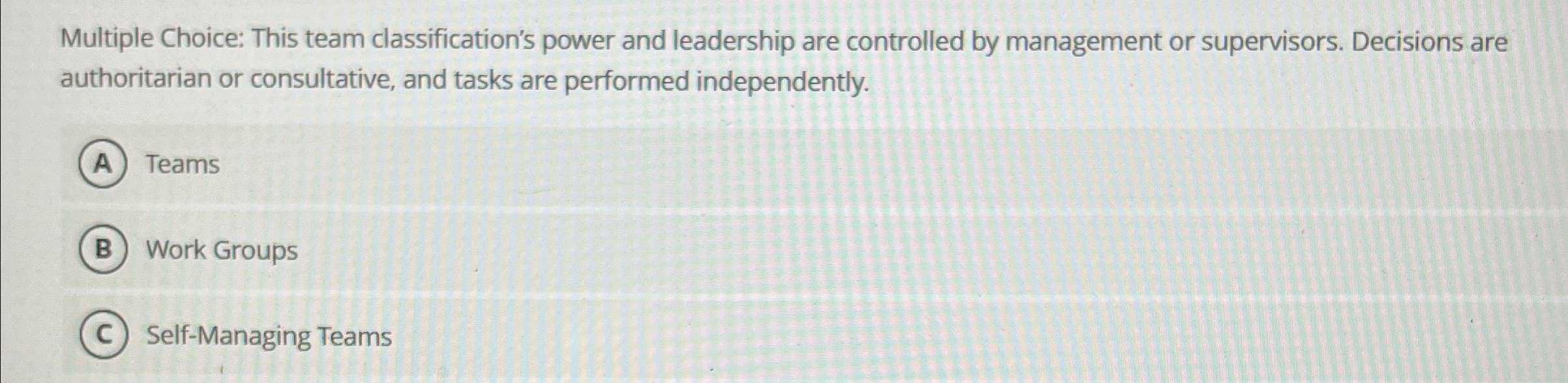 Solved Multiple Choice: This team classification's power and | Chegg.com