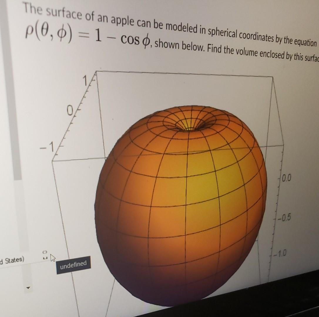 Solved The surface of an apple can be modeled in spherical | Chegg.com