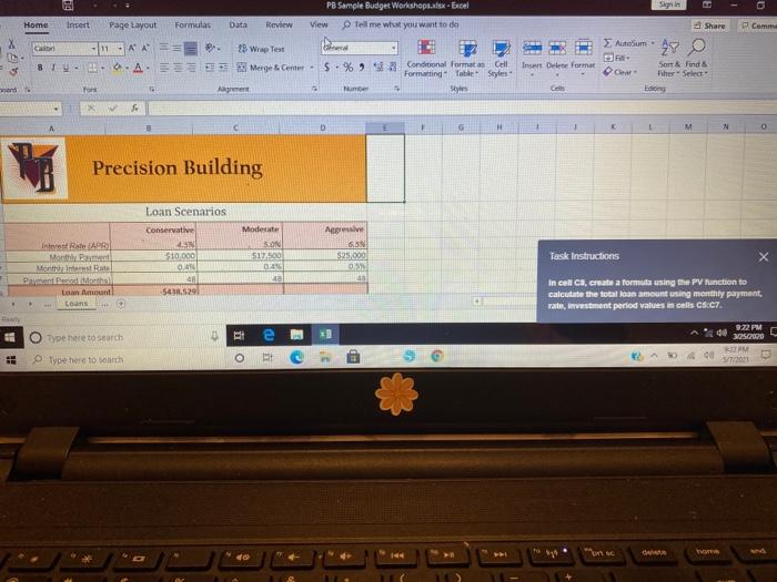 Solved Task Instructions х In cell C8, create a formula | Chegg.com