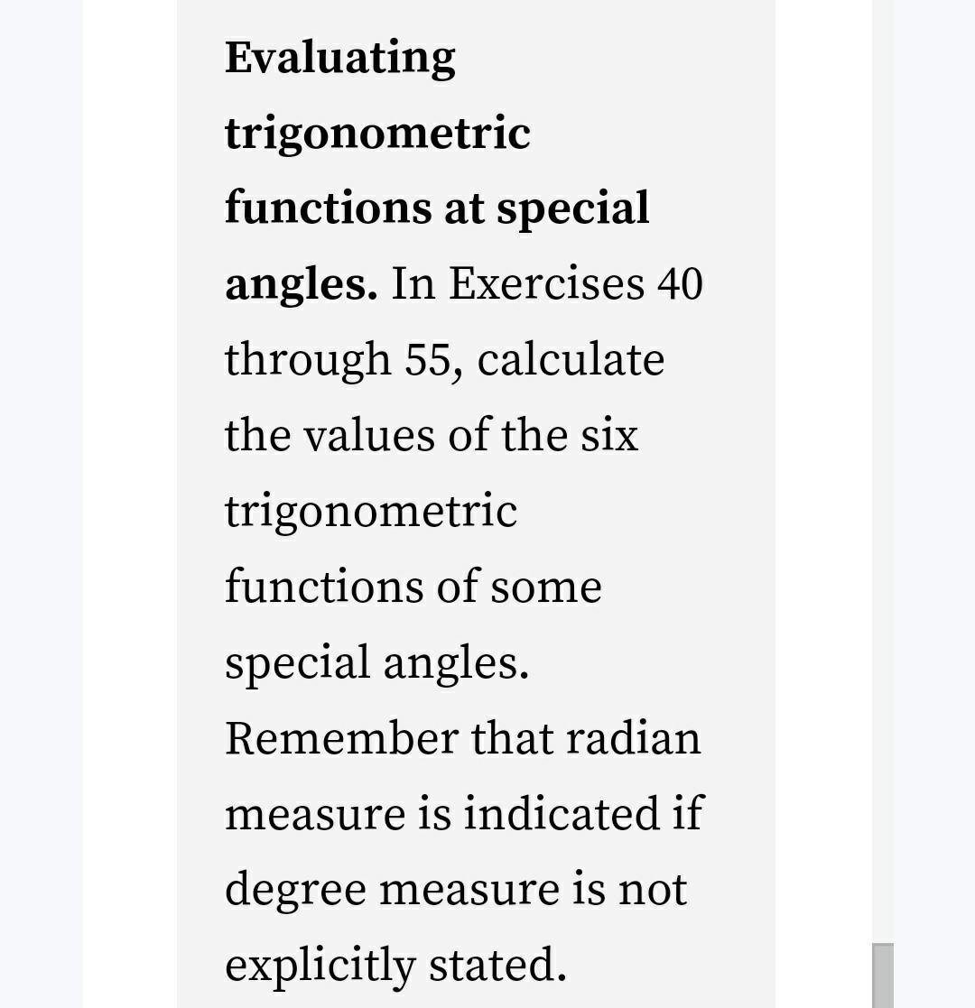 Solved Evaluating trigonometric functions at special angles. | Chegg.com