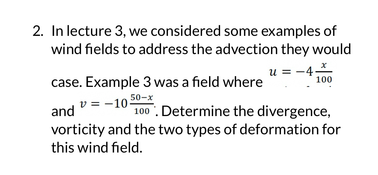 Solved In lecture 3, ﻿we considered some examples of wind | Chegg.com