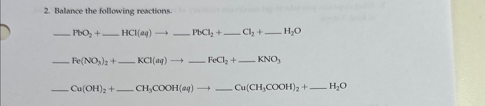 Solved Balance the following | Chegg.com