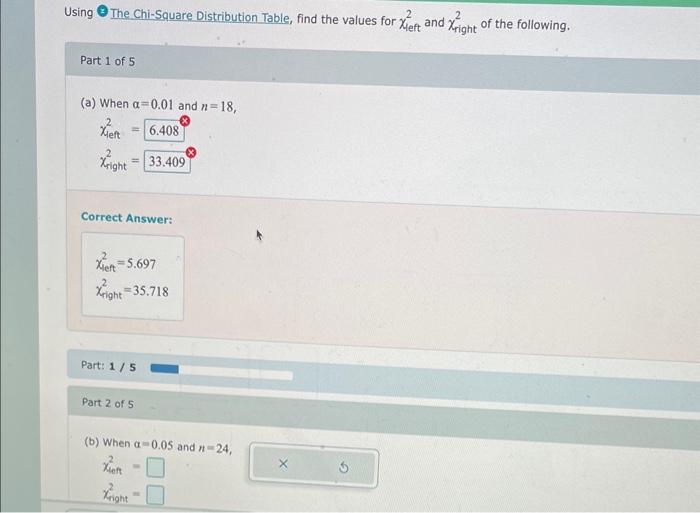 Solved Using The Chi-Square Distribution Table, find the | Chegg.com