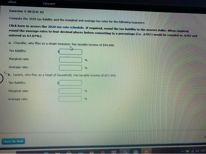 Solved eBook Calculator Exercise 3-20 (LO. 6) Compute the | Chegg.com