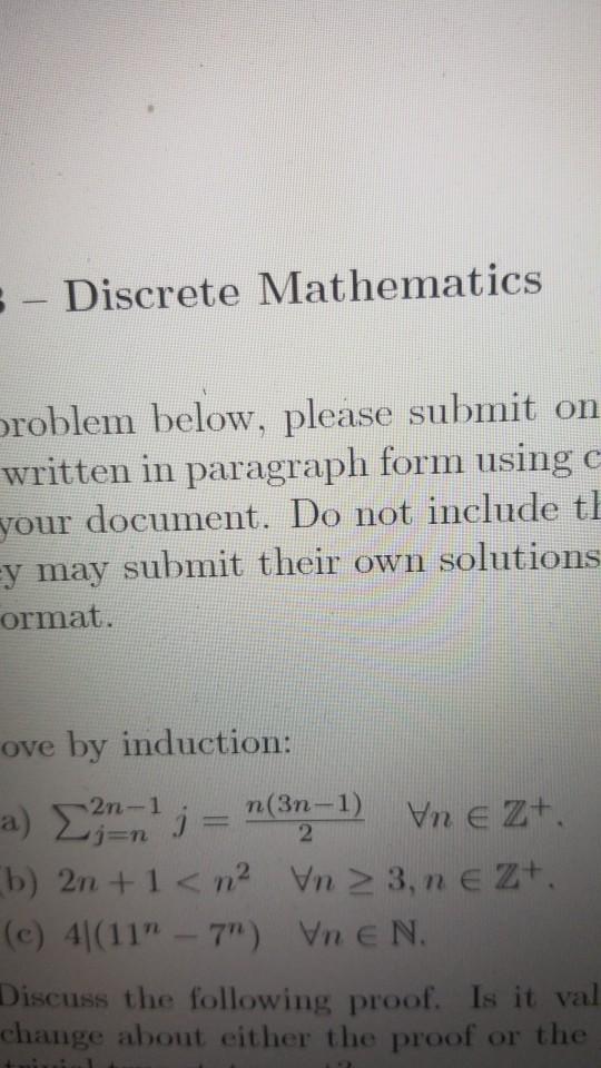 Solved - Discrete Mathematics problem below, please submit | Chegg.com