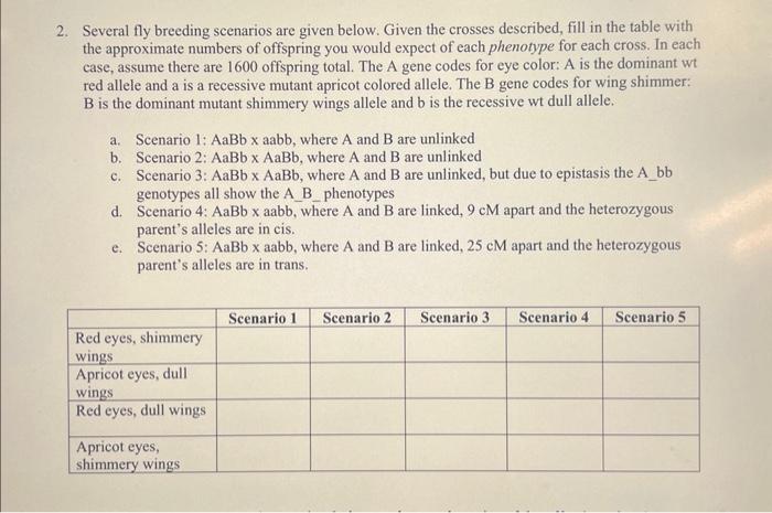 Solved 2. Several fly breeding scenarios are given below. | Chegg.com