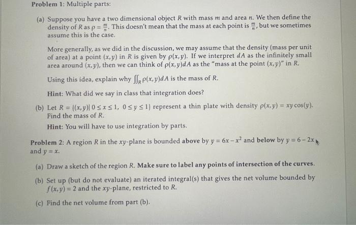 Solved (a) Suppose you have a two dimensional object R with | Chegg.com