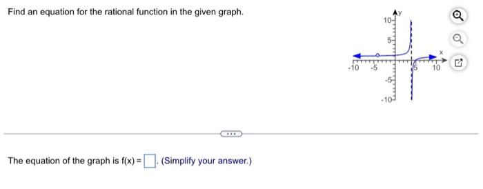 Solved Find an equation for the rational function in the | Chegg.com
