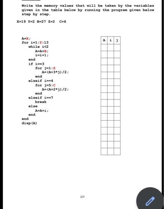Solved Write the memory values that will be taken by the | Chegg.com