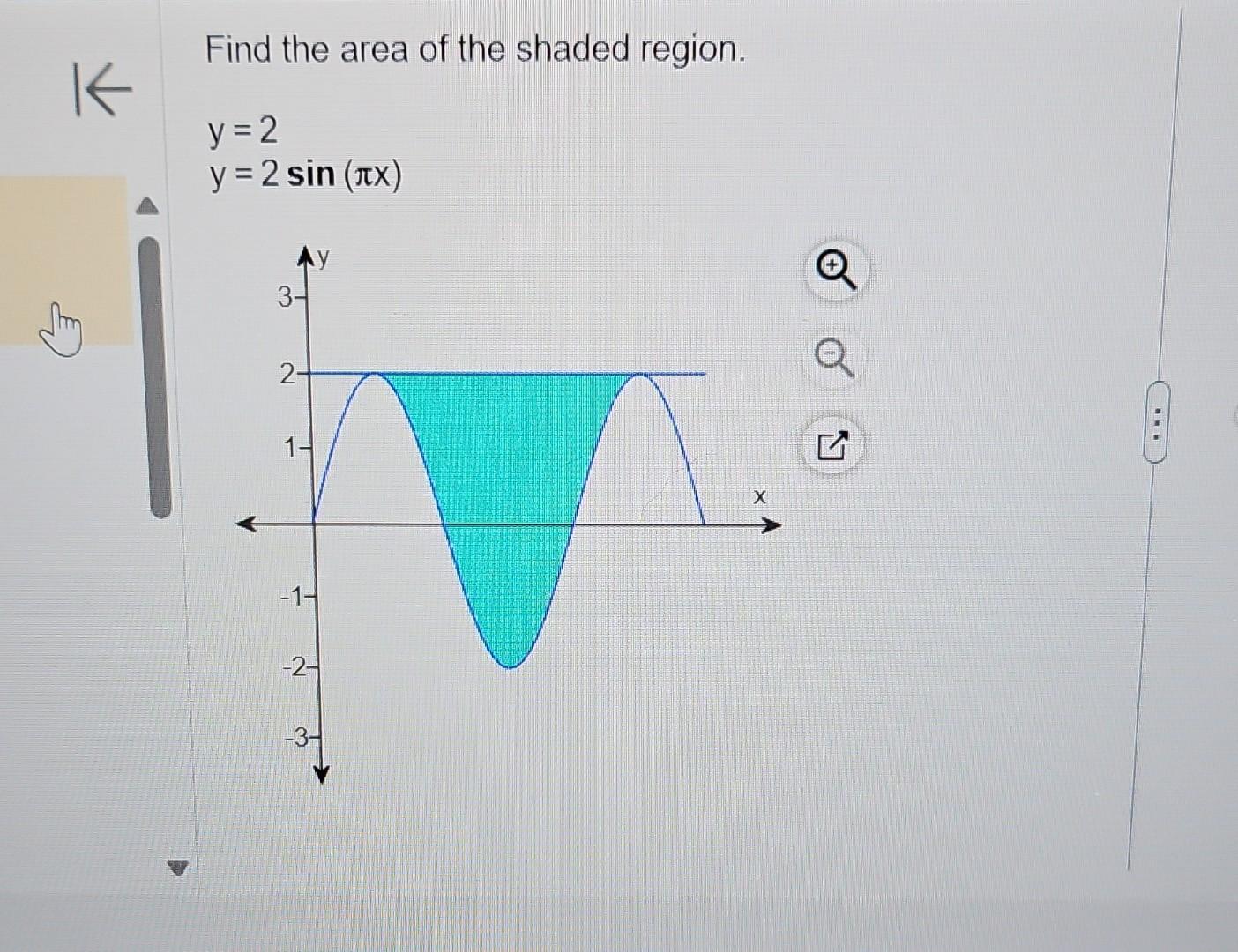 Solved Find the area of the shaded region. y=2y=2sin(πx) | Chegg.com