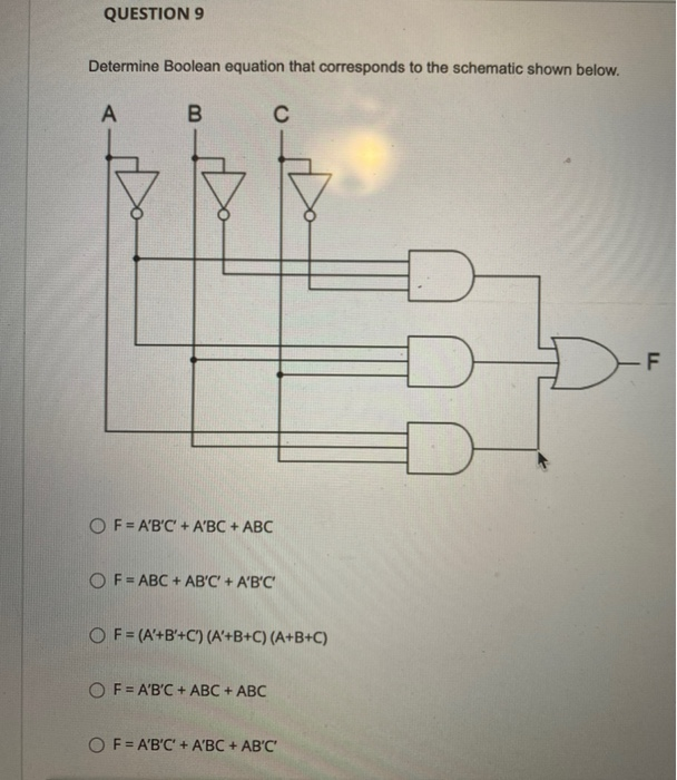 Answered: QUESTION 9 Determine Boolean equation that corres Answered: QUESTION 9 Determine Boolean equation that corres
