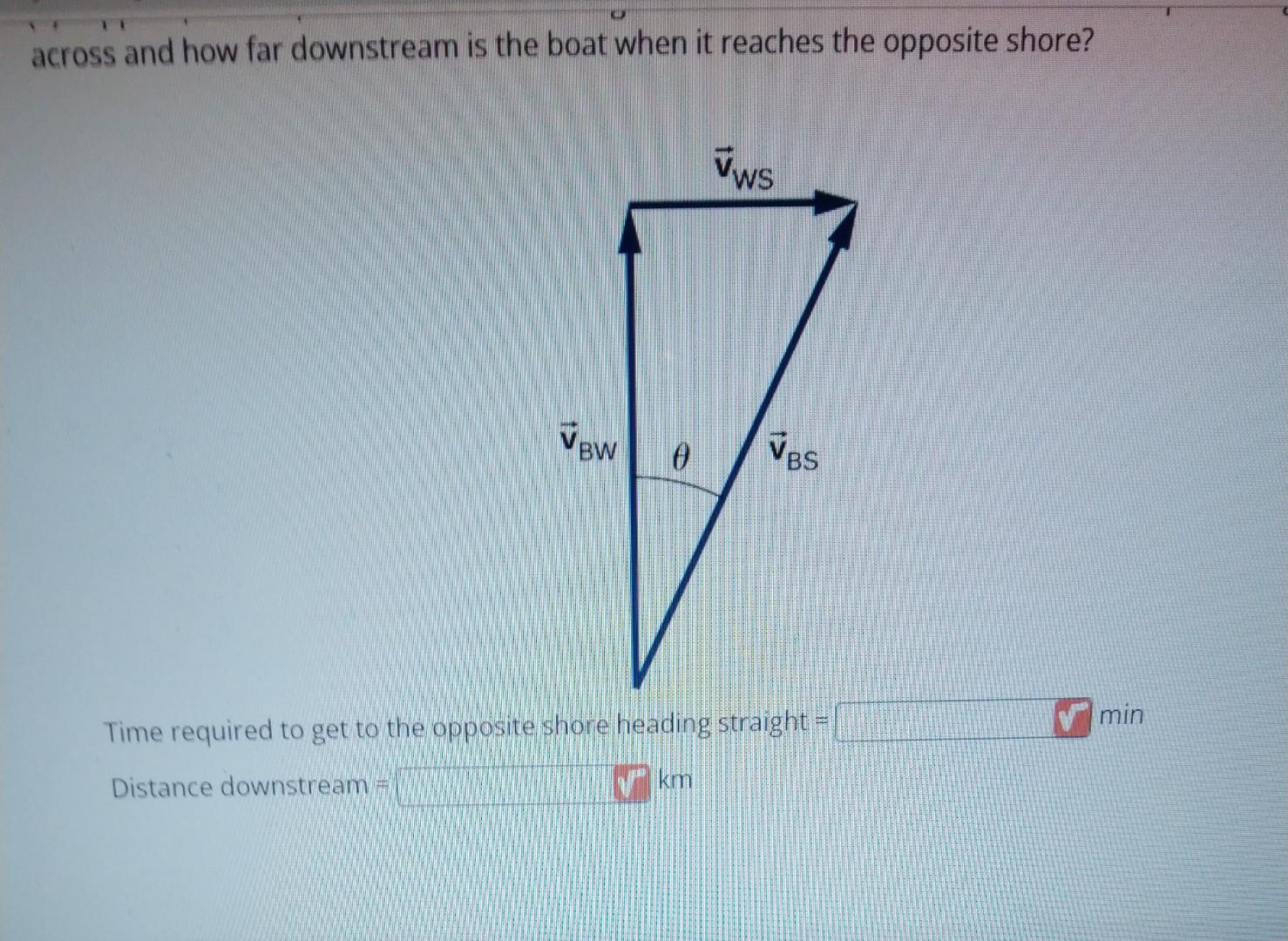 Solved A boat can be rowed at vBW=8.5 km/h in still water. | Chegg.com