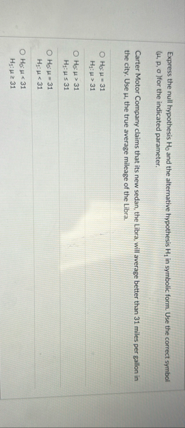 Solved Express the null hypothesis H0 ﻿and the alternative | Chegg.com