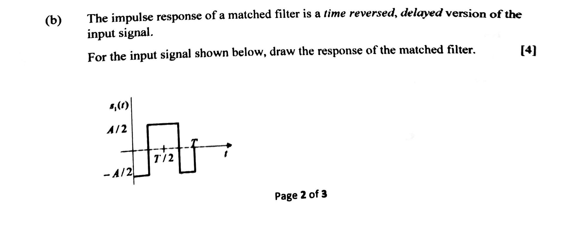 Solved The impulse response of a matched filter is a time | Chegg.com