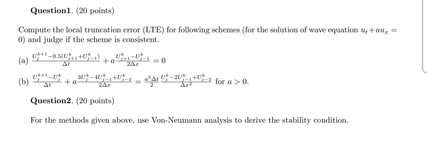 Solved Questionl. (20 points) Compute the local truncation | Chegg.com