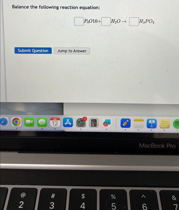 Solved Balance the following reaction equation: Submit | Chegg.com