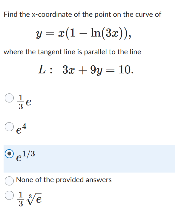 Solved Find the x-coordinate of the point on the curve | Chegg.com