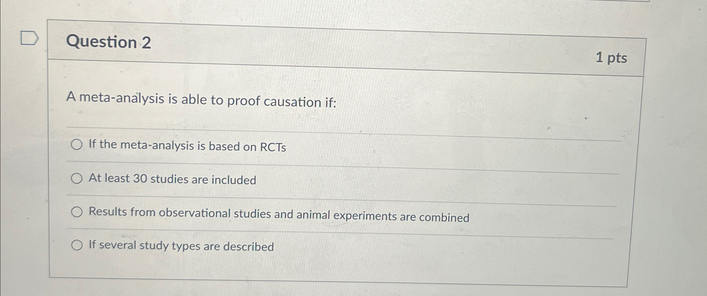 Question 21 ﻿ptsA meta-analysis is able to proof | Chegg.com