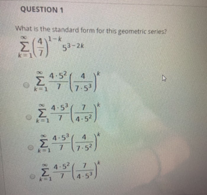 Solved QUESTION 1 What is the standard form for this | Chegg.com