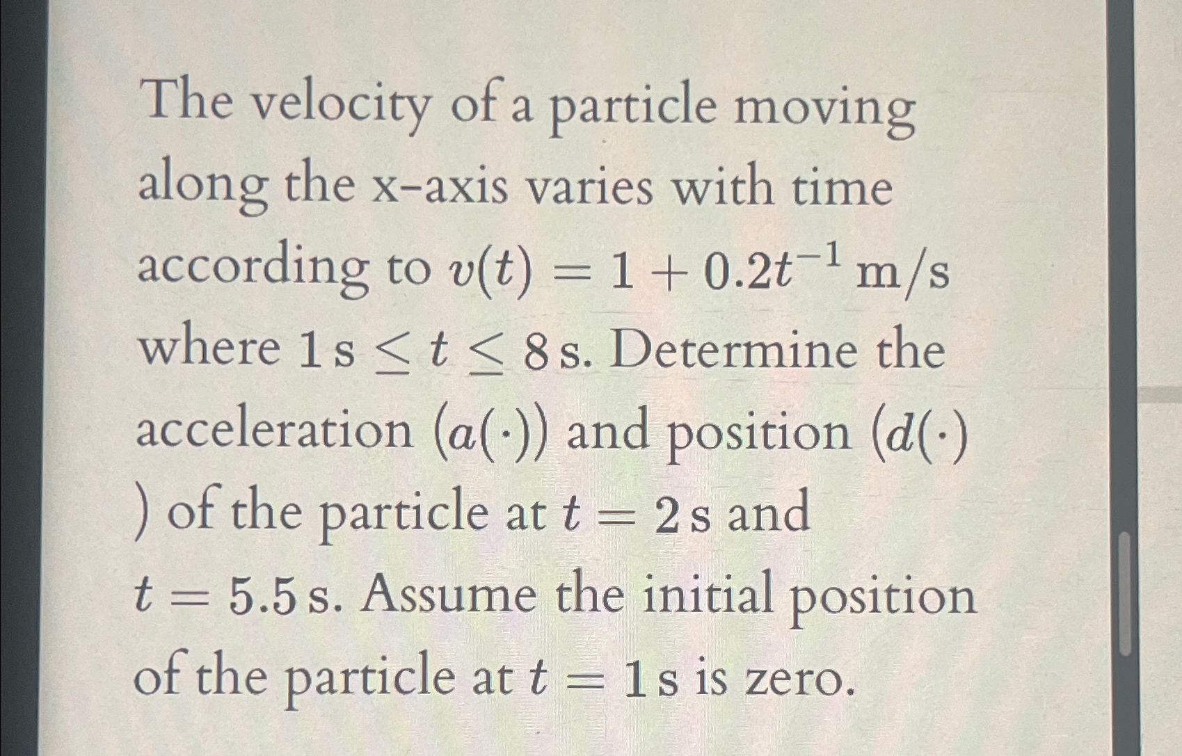 Solved The velocity of a particle moving along the x-axis | Chegg.com